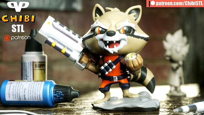 Rocket Raccoon Chibi STL for 3D Printing ChibiSTL 3DXM | 3D model
