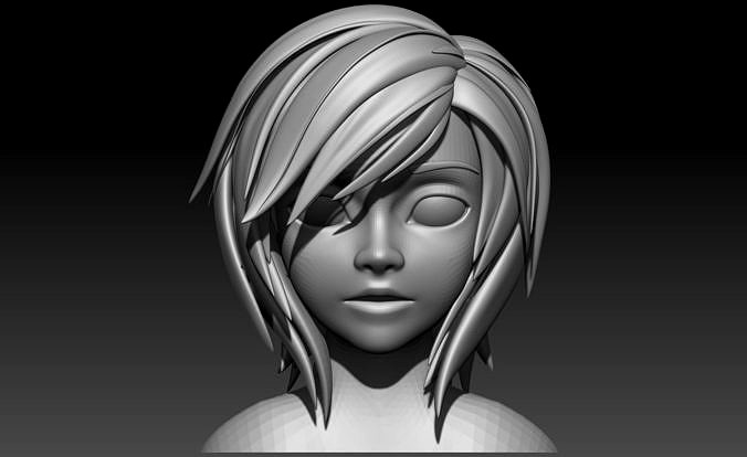 cute cartoon girl 3d head bust model for 3d printing | 3D