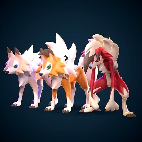 lycanroc all forms 3d prinitng models | 3D