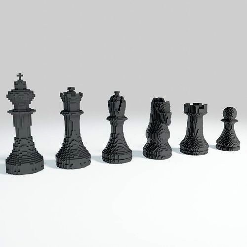 Super Pack Chess Blocks Set Pieces | 3D model