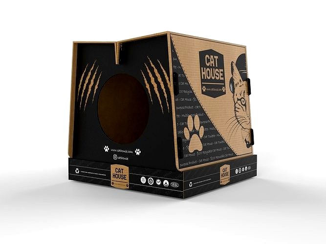 Foldable Cardboard Cat House 3d model