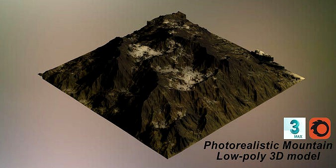 Photorealistic Mountain Low-poly 3D model