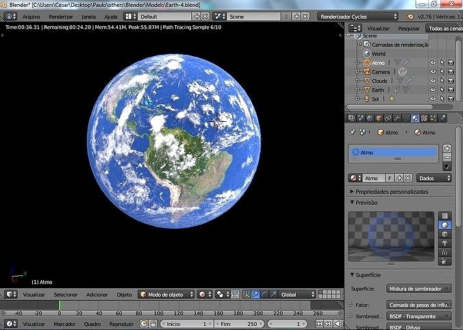 Earth 3D Model created In Blender
