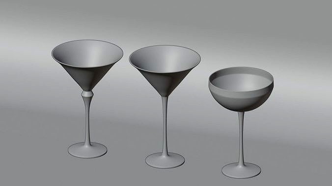 round martini glasses 3d model