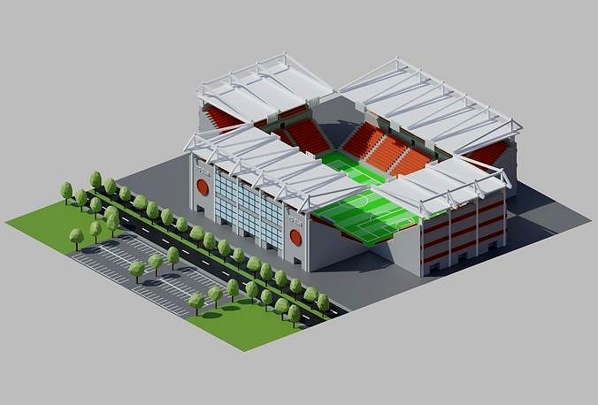 Stadium low poly upgradable modular kit 3d model