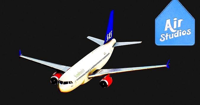 Airbus A320 Scandinavian Airlines Airplane 3d model