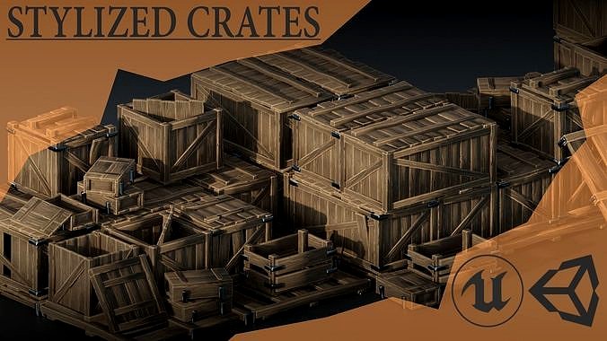 Stylized Wooden Crates Bundle 3d model