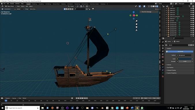 Sloop pirate ship 3d model