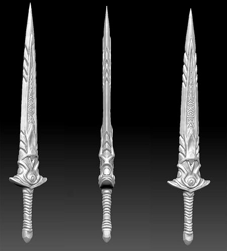 Fantasy weapon sword sculpt concept 3d model