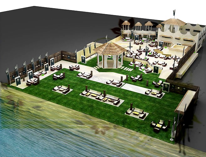 Exterior Design Beach Resort Layout a541 3d model