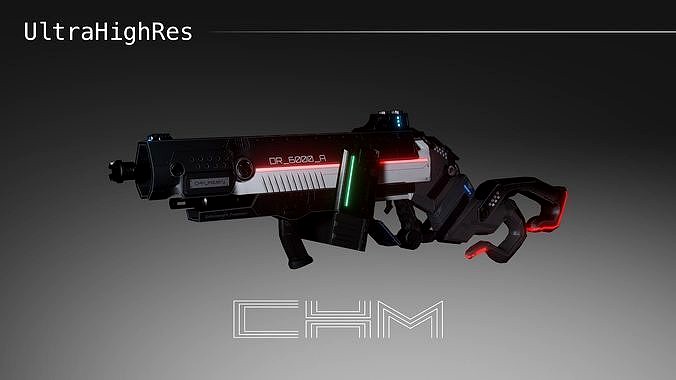 Game-ready Scifi Gun - Game Asset 3d model