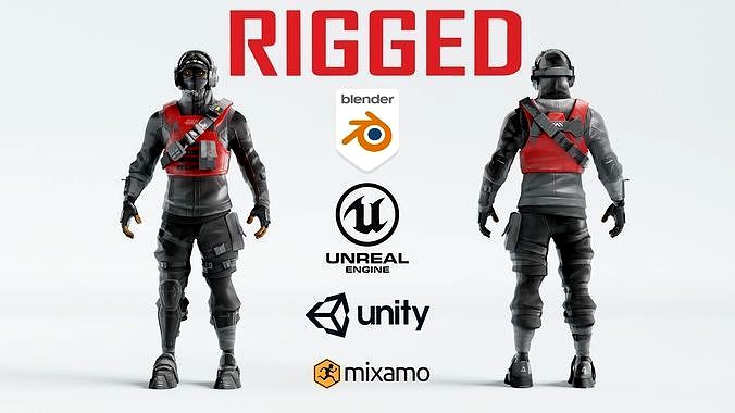 Stealth Reflex RIGGED Character 3d model