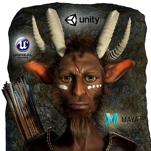 Faun High quality character full Rigged and Animated 3D model