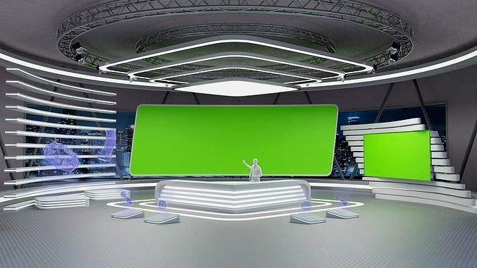 Virtual Studio with greenscreen 3d model