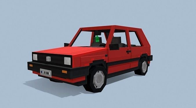 Volkswagen Golf Mk2 - Minecraft Car 3d model