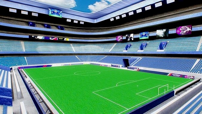 Football Stadium Baked VR AR Ready 3d model
