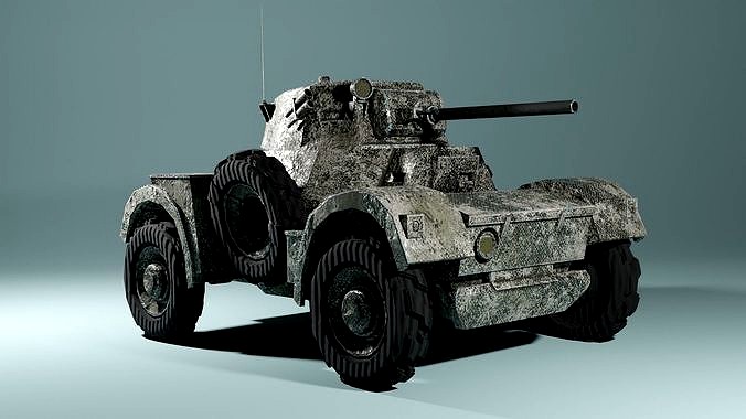 Daimler WW2 Armored Car Game Ready 3d model