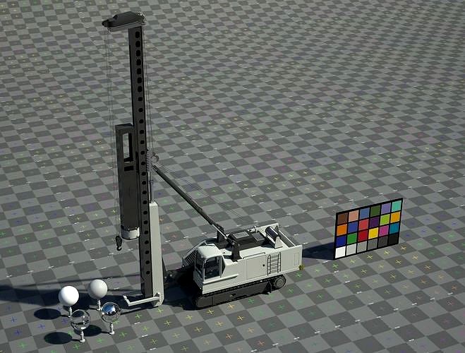 Pile Driver Piling Rig - Rigged Model 3d