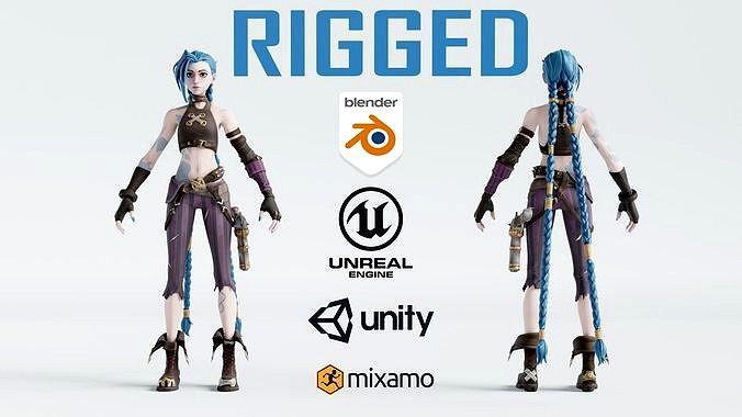 Jinx Arcane Character RIGGED 3d model