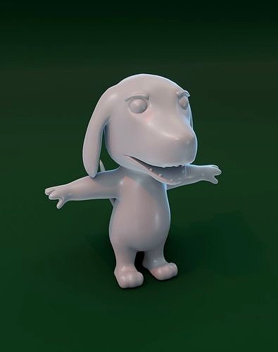 Cartoon Hound Dog Rigged Base Mesh 3D Model