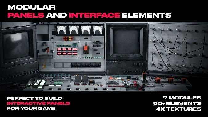 Modular PUI Physical Dashboard Interface Panels 3d model