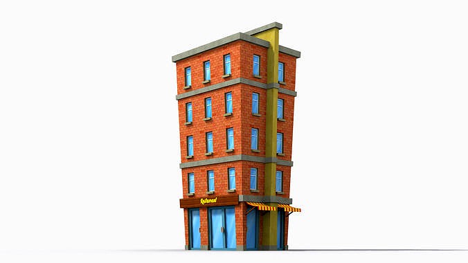 Cartoon Building x19 3d model
