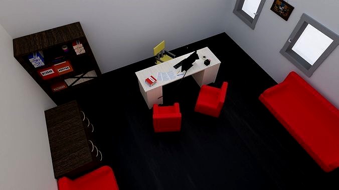3d office model without ceiling