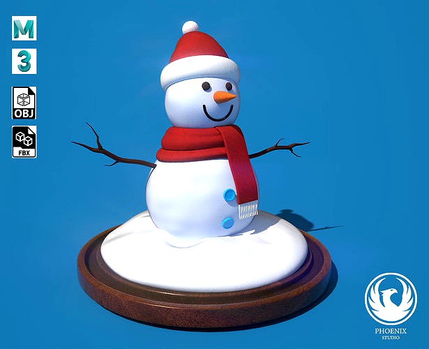 Snowman lowpoly 3D model