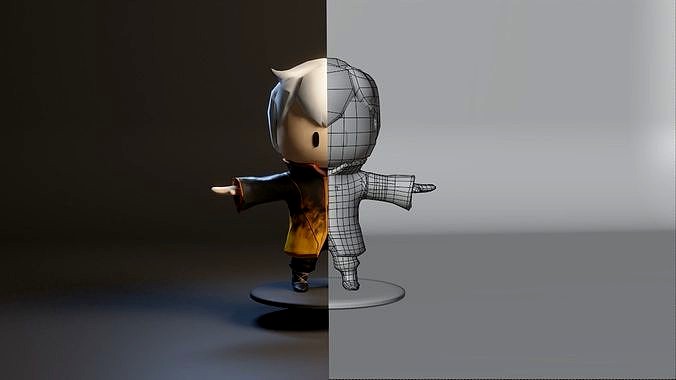 Low poly Stylised chibi character 3d model