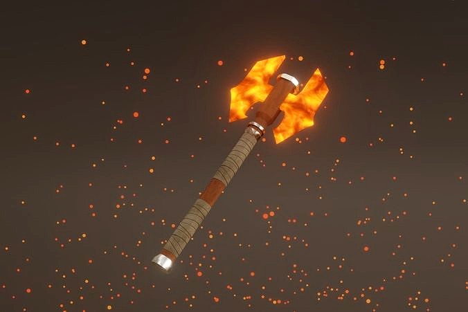 Double Bit Fire Axe - Elemental Axe - Model 01 3d