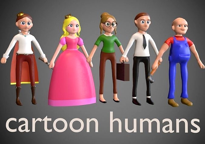 5 cartoon characters package 3d model