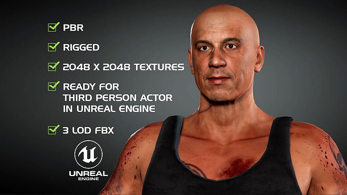 Vin Diesel - Game ready PBR 3d Model