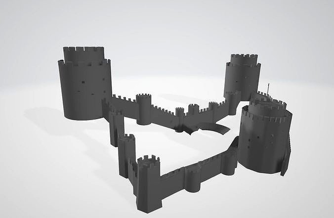 Castle Walls With Castle Guard Towers 3d model