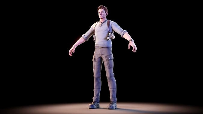 Nathan Drake Character Rig For Blender 3d model