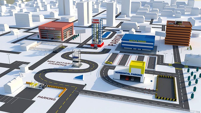 Car parking animation 3d model