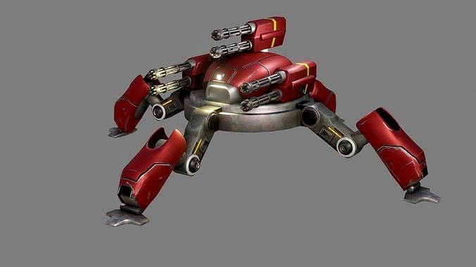 Sci Fi Quad Bot - Low Poly - Game Ready - PBR 3d model