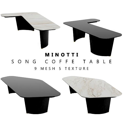 Minotti Song Coffee Table 9 Mesh 5 PBR Textur 3d model