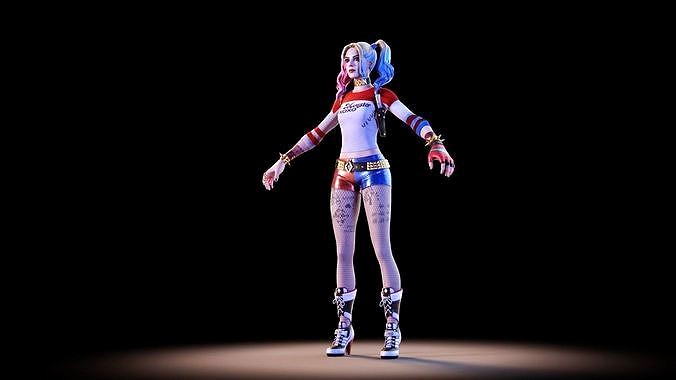 Harly Quinn Rig For Blender 3d model