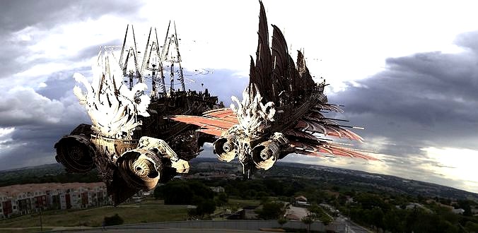 Samurai Airship Dragon Master 2 versions 3d model