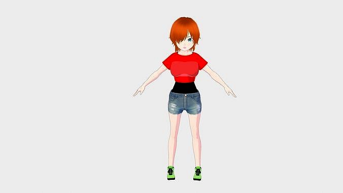 CANDY CHARACTER ANIME YOUNG 3D MODEL T POSE SHAPE KEYS