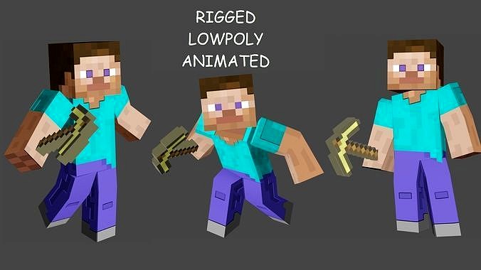 MINECRAFT STEVE 3D MODEL - RIGGED ANIMATED