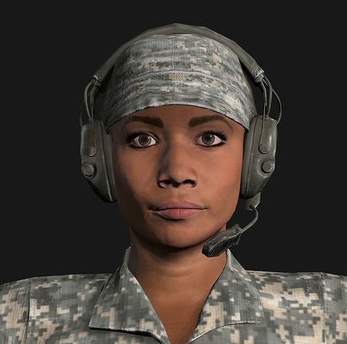 Female Soldier African American 3d model