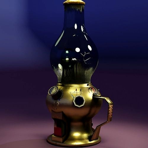 Stylized Steampunk Lantern PBR low-poly 3d model