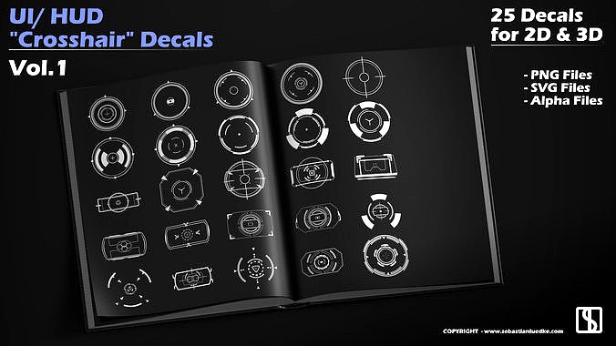 Ui-HUD - Crosshair - Vector Decals Vol 3d model