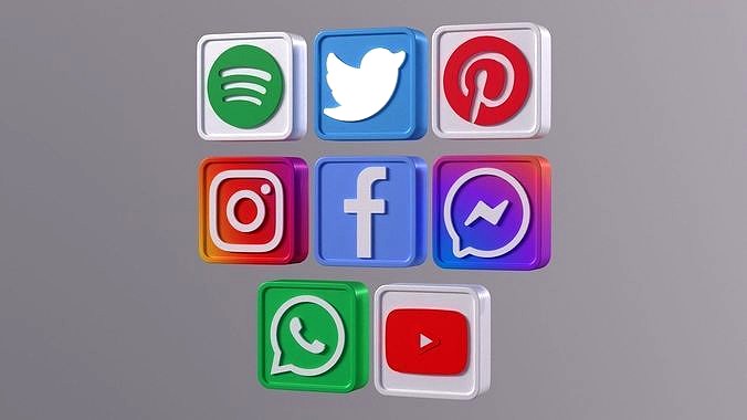 3D Social Media Logo Pack model