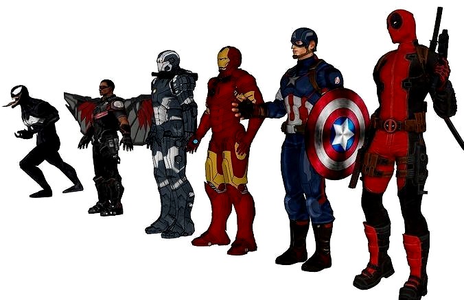 Set 10 Super Hero Characters 3d model