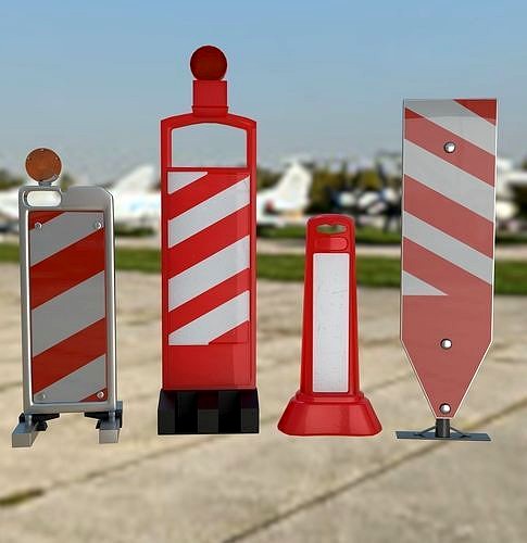 Traffic Vertical Panel Channelizer Barricade pack Traffic Signss 3d model