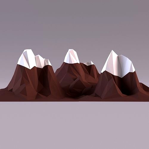 Cartoon low poly mountains 3d model