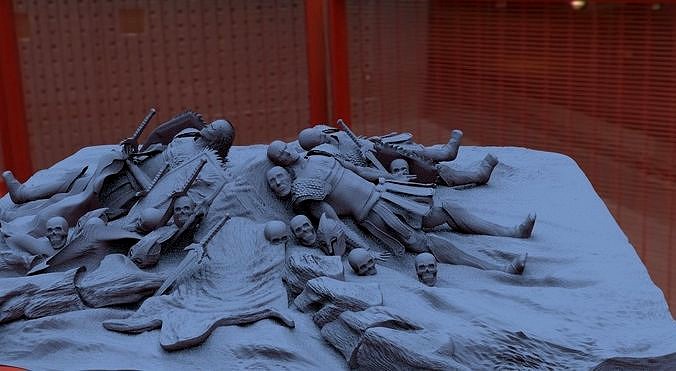 Battlefield aftermath with weapons 3d model