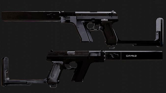 Lowpoly Double Mag Smg 4K PBR Game-ready Model 3d